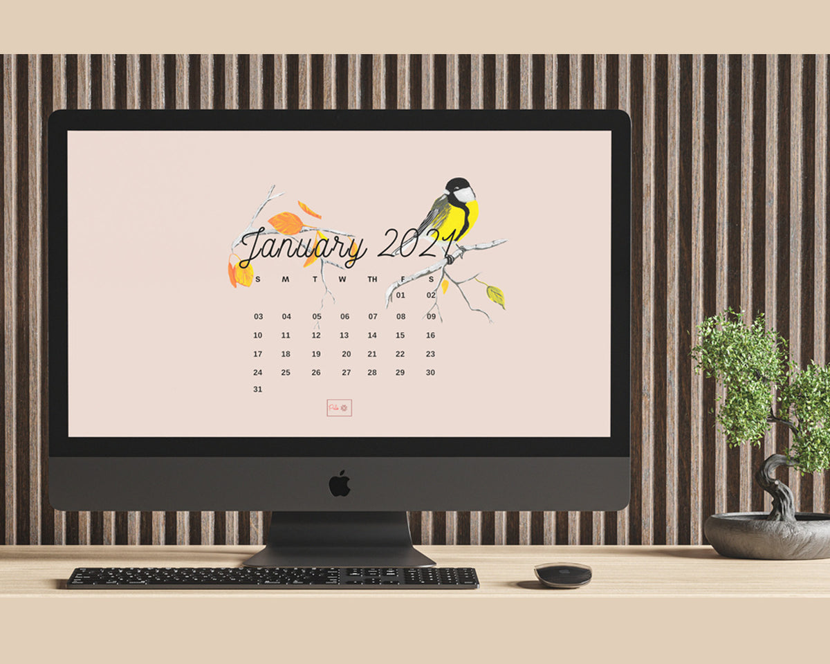 Free January 2021 Desktop Calendar
